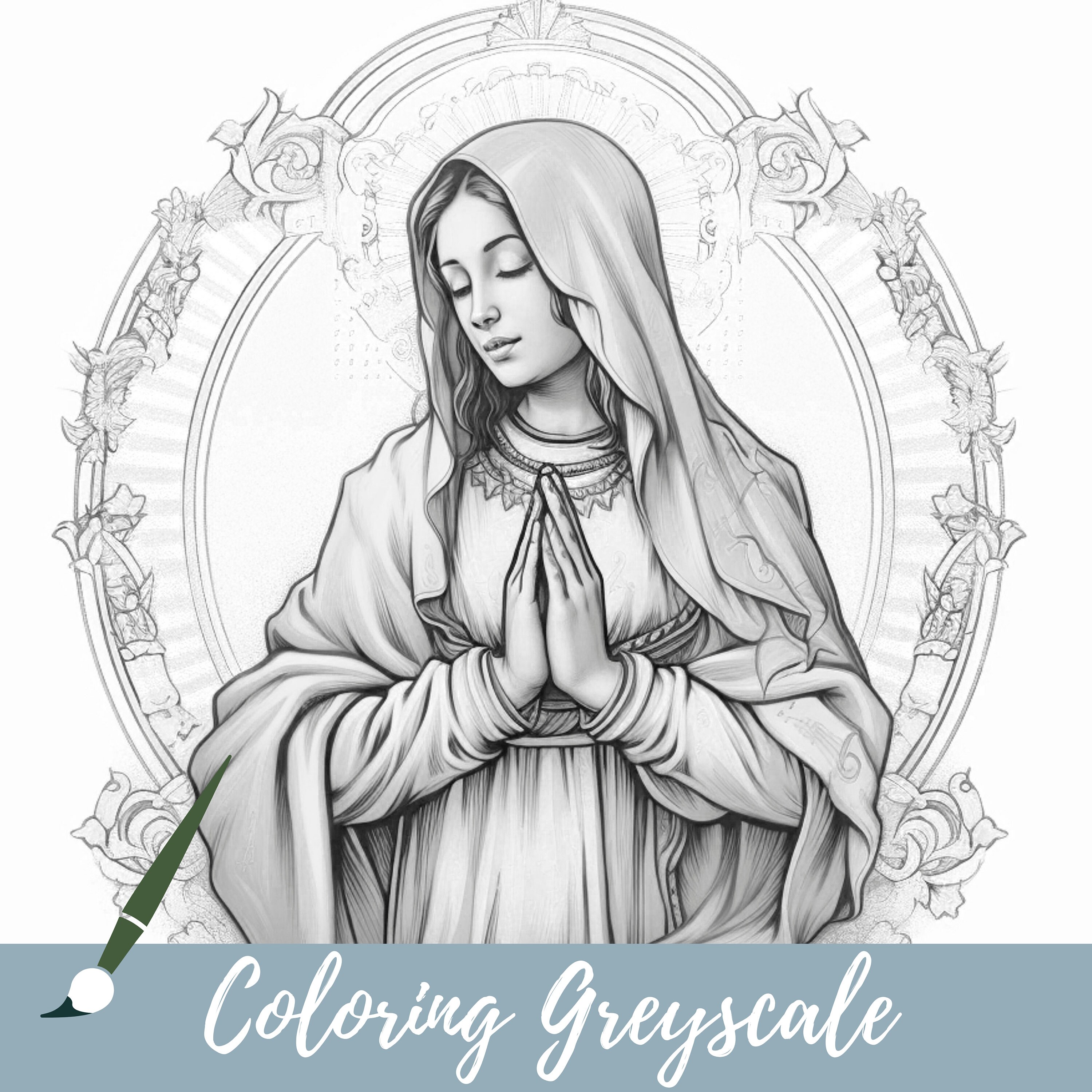 Paint by Number Printable,color by Number Adult,virgin Mary ,our Lady ...