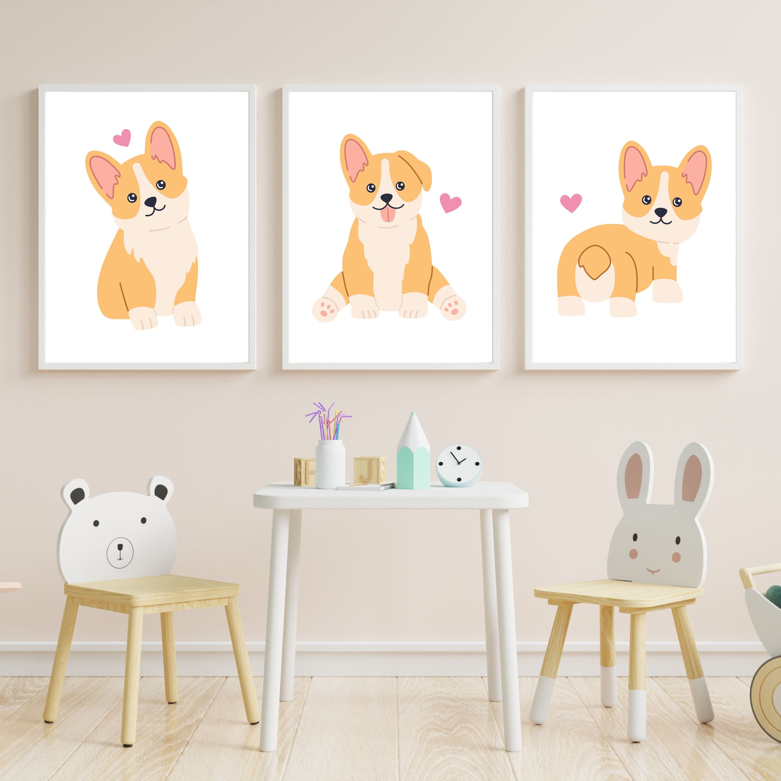 Corgi Printable Wall Art, Nursery Wall Art, Nursery Decor, Set of 3 ...