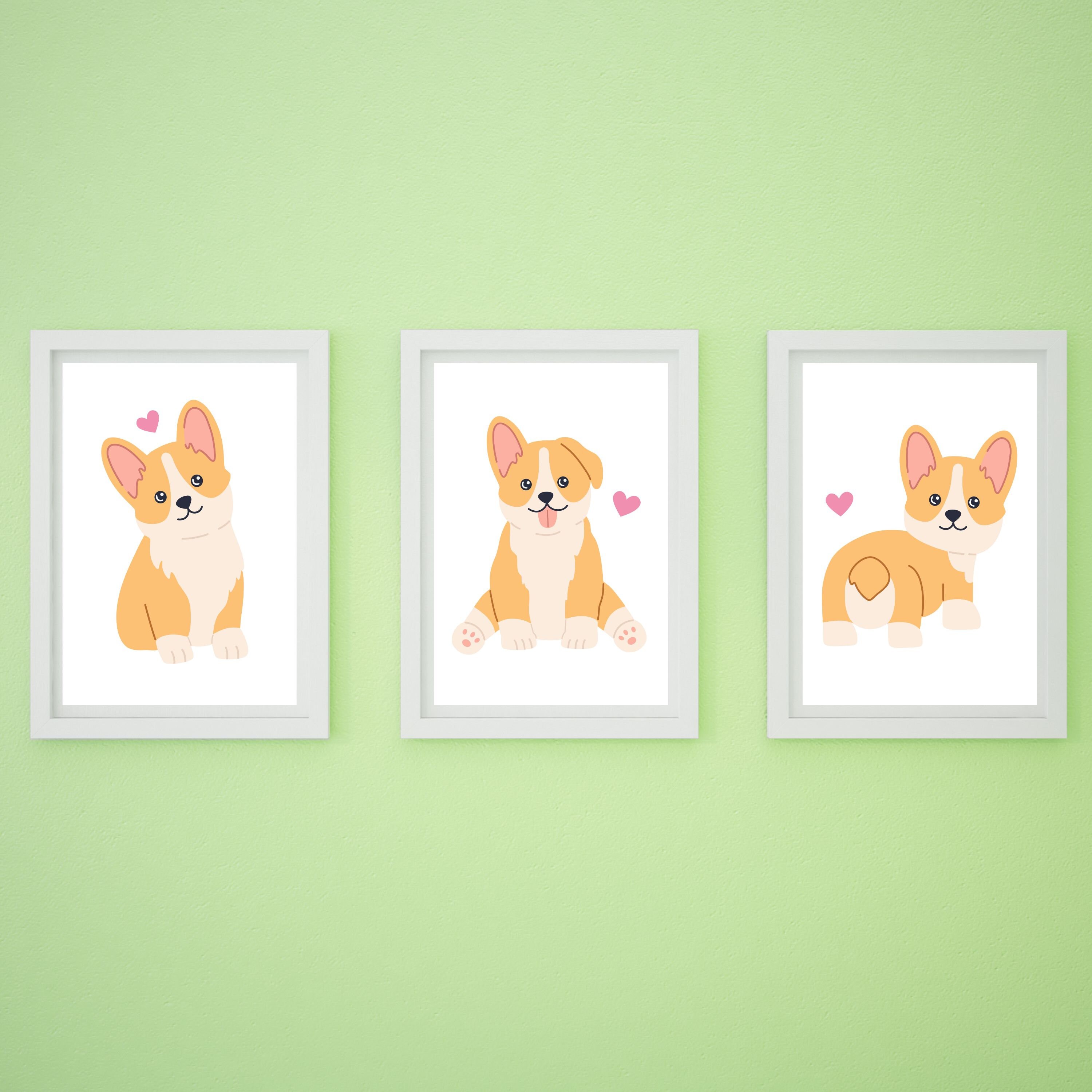 Corgi Printable Wall Art, Nursery Wall Art, Nursery Decor, Set of 3 ...