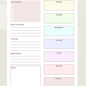 Digital Planner | Weekly Agenda | Printable & Fillable PDF | Undated ...