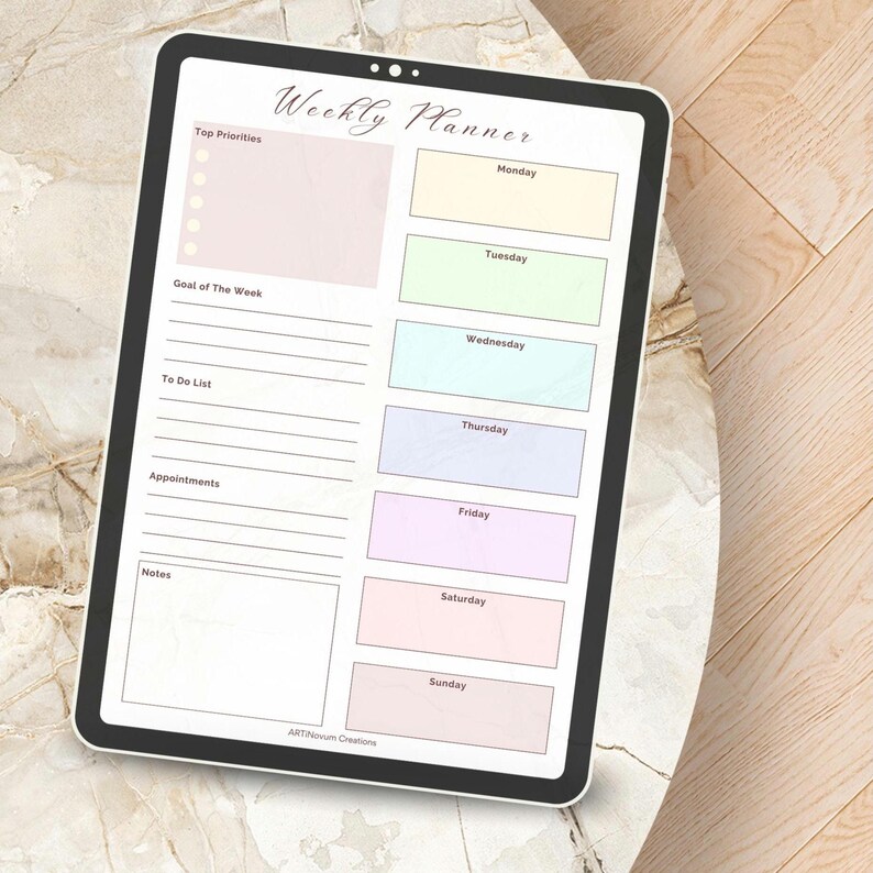 Digital Planner | Weekly Agenda | Printable & Fillable PDF | Undated ...