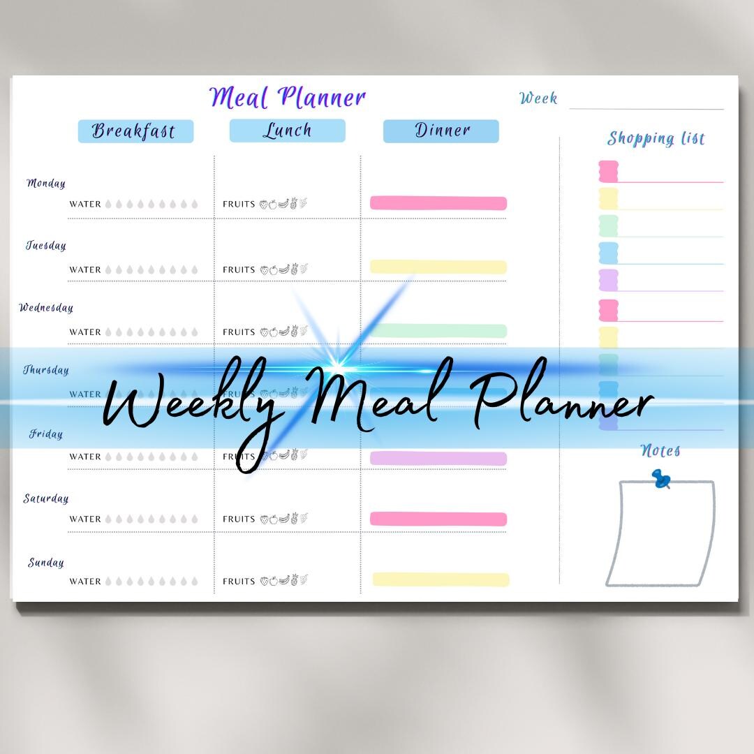 Meal Planner Printable | Weekly Meal Planning Template PDF | Food ...