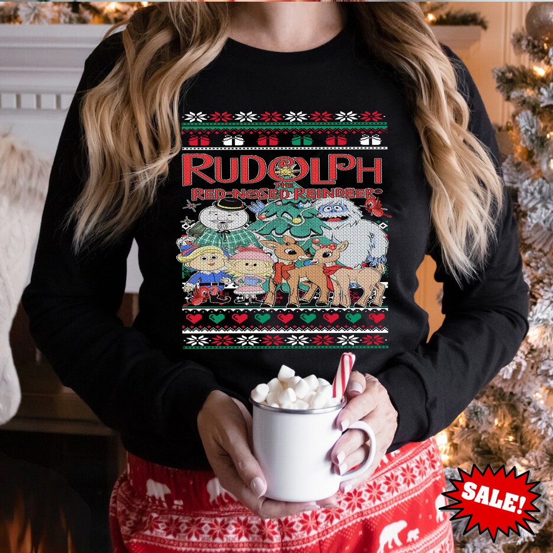 Rudolph the Red Nosed Reindeer Christmas Ugly Sweatshirt - Etsy