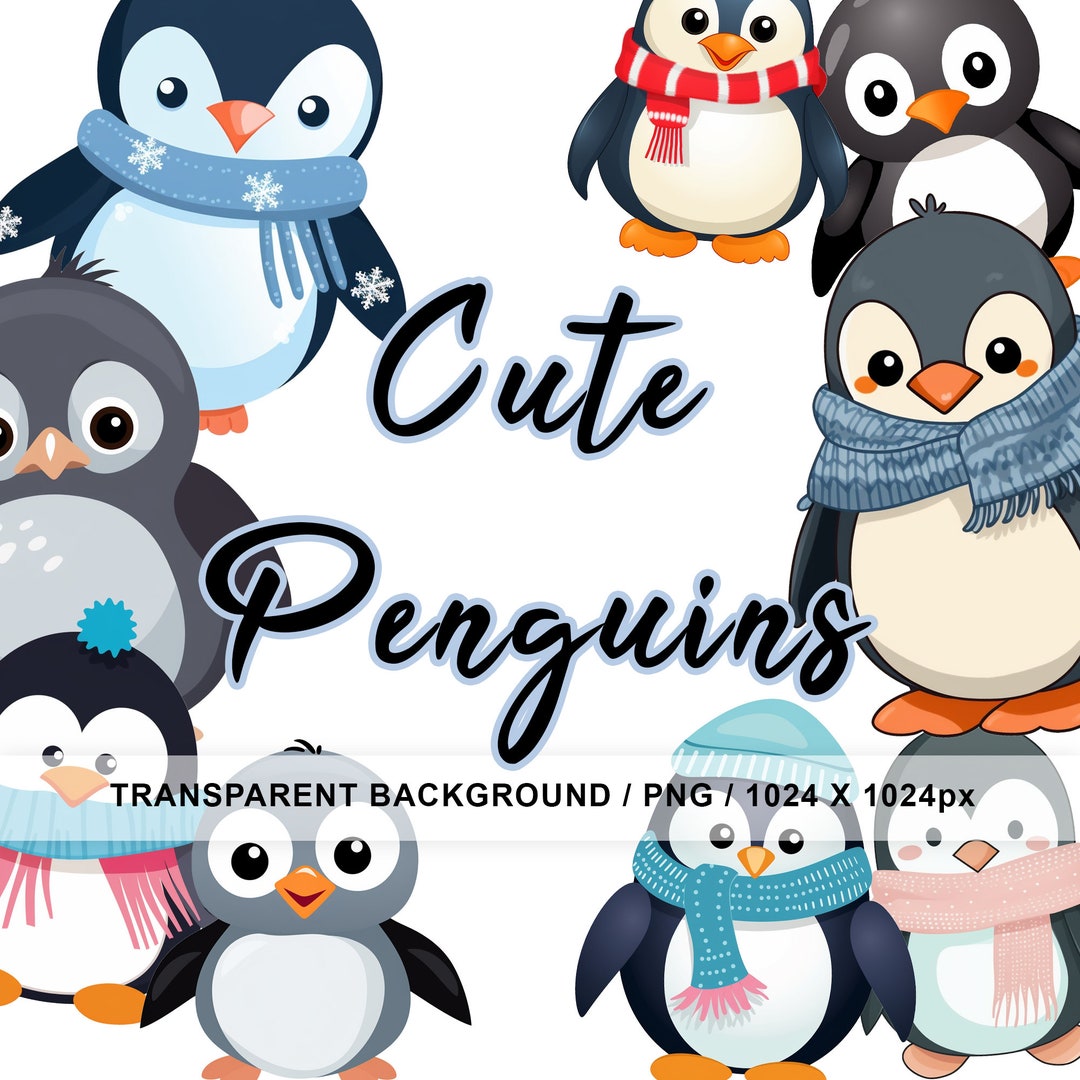 Cute Penguin Clipart, Transparent Background PNG - Etsy