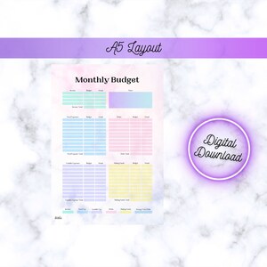 Colorful Monthly Budget Worksheet: INSTANT DOWNLOAD Track - Etsy