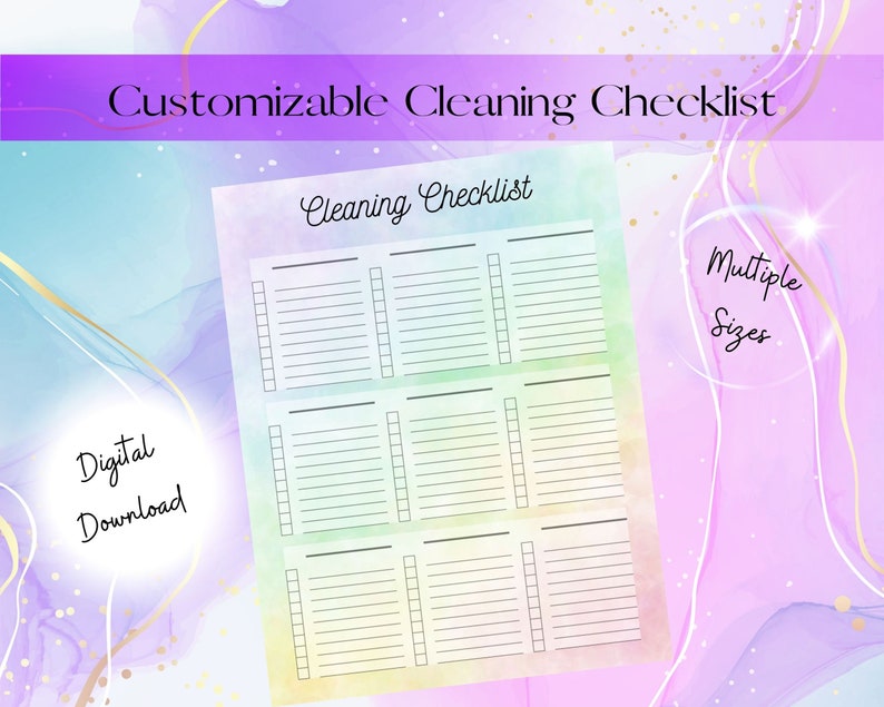 Customizable Cleaning Checklist INSTANT DOWNLOAD - Etsy
