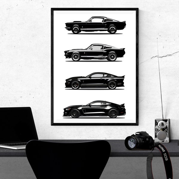 Ford Mustang Evolution Poster - Etsy