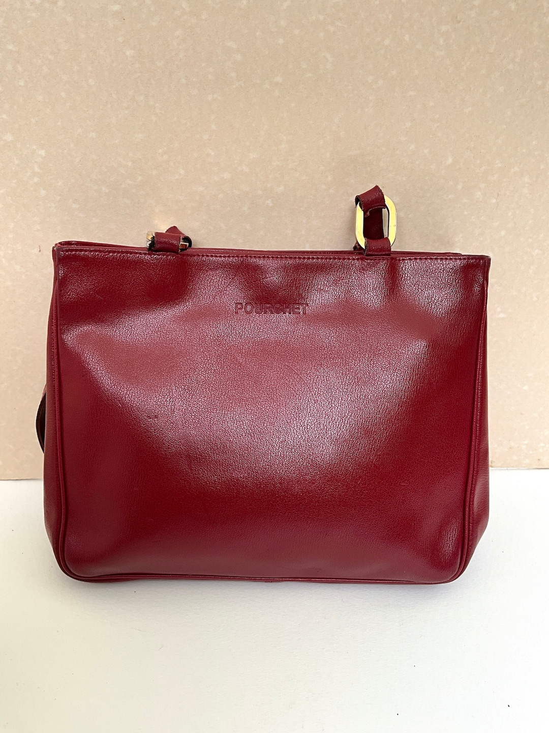 Vintage Pourchet Paris Red Leather Bag From the 60s, With Multiple ...