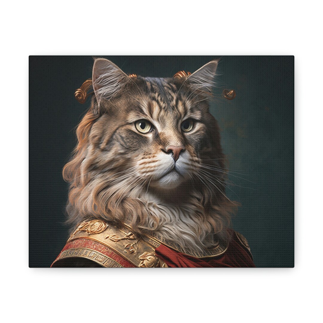 Maine Coon Roman Emperor Cat, Bathroom Art Canvas, Cat Print Wall, Cat ...
