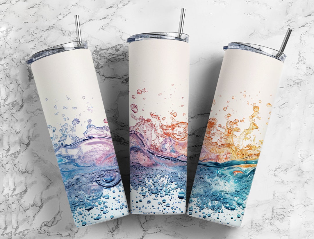 Water Level Colors 20oz Sublimation Tumbler Design, Liquid Bubbles 9.2 ...