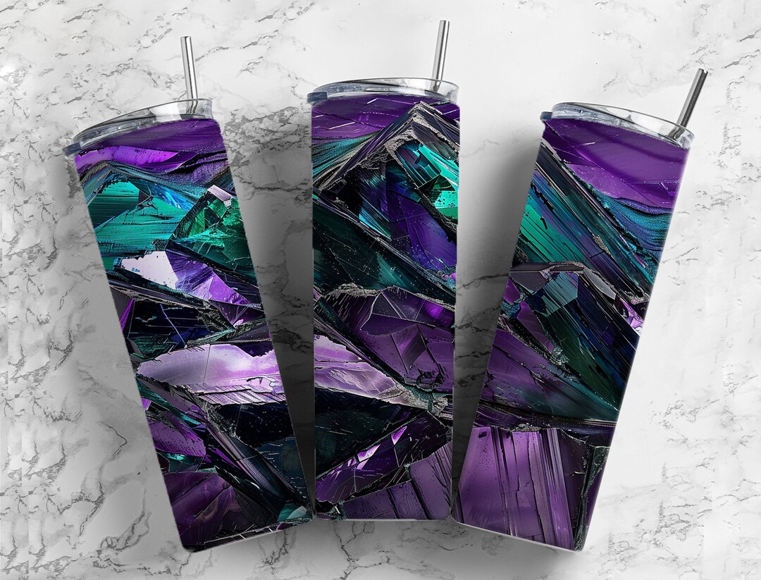 Obsidian Purple 20oz Sublimation Tumbler Design, Crystal Rock Black 9.2 ...