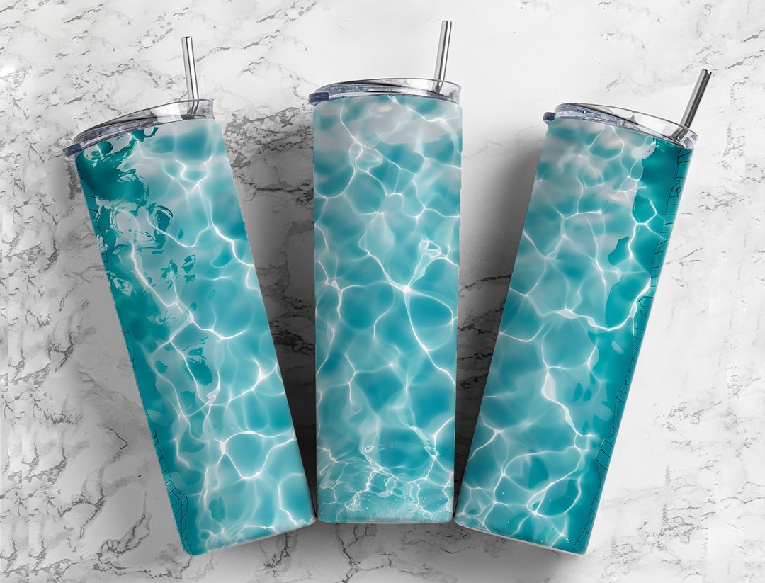 Swimming Pool Water 20oz Sublimation Tumbler Design, Blue Water 9.2 X 8 ...