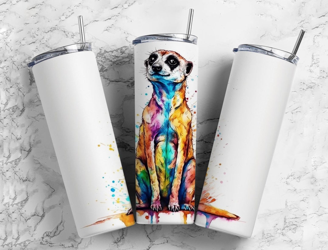 Meerkat Rainbow 20oz Sublimation Tumbler Design, Alcohol Ink 9.2 X 8.3 ...