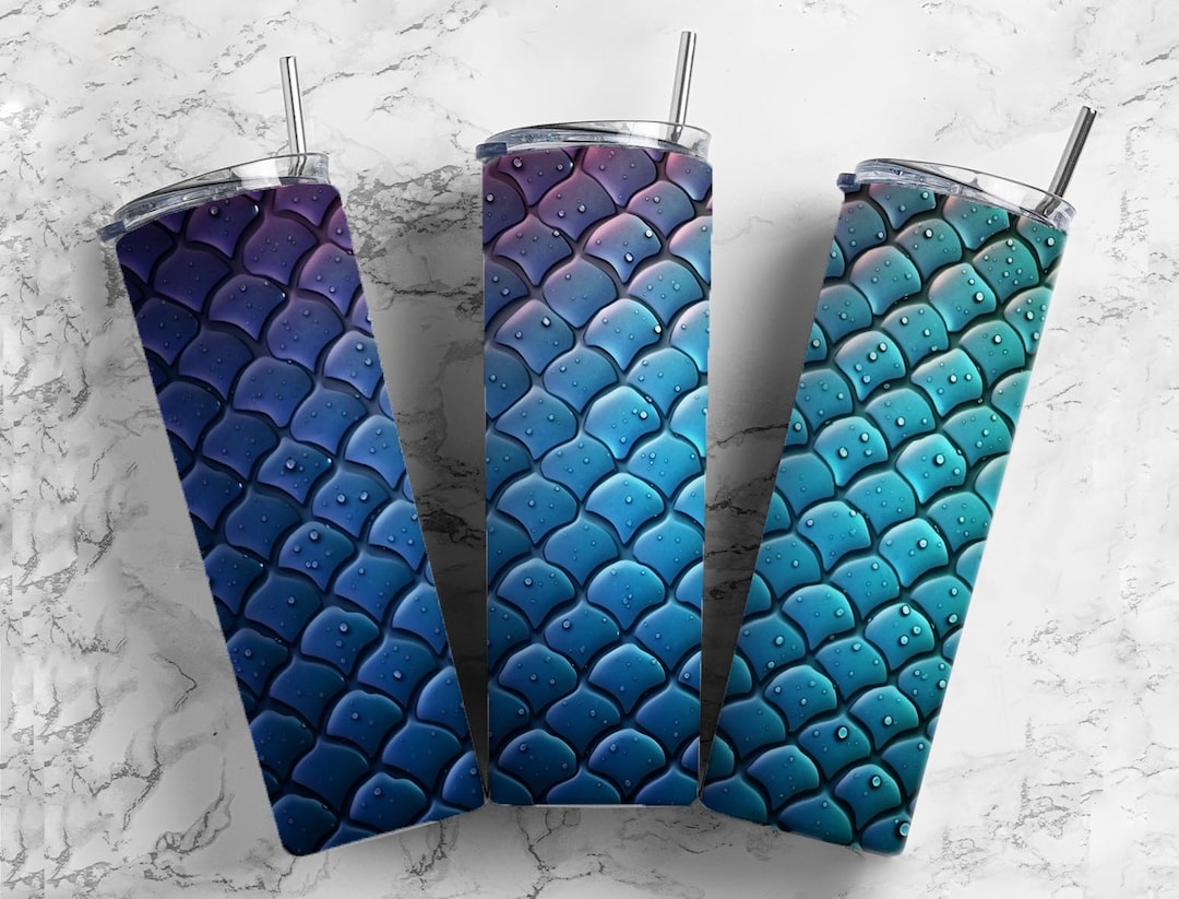 Fischschuppen Muster 20 Unzen Sublimationsbecher Design, blaue ...