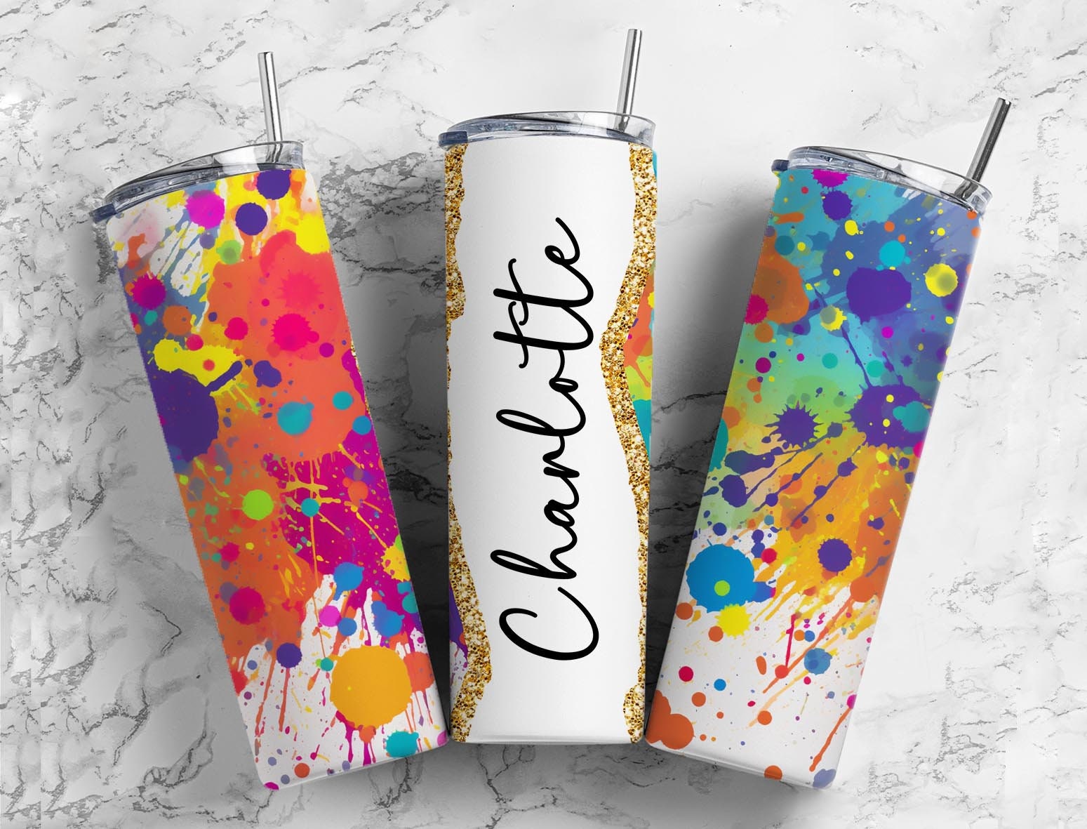 Paint Spots 20oz Sublimation Tumbler Designs, Print Own Name on Bleach ...