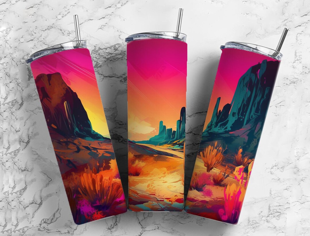 Arizona Desert 20oz Sublimation Tumbler Design, Vivid Sunset Landscape ...