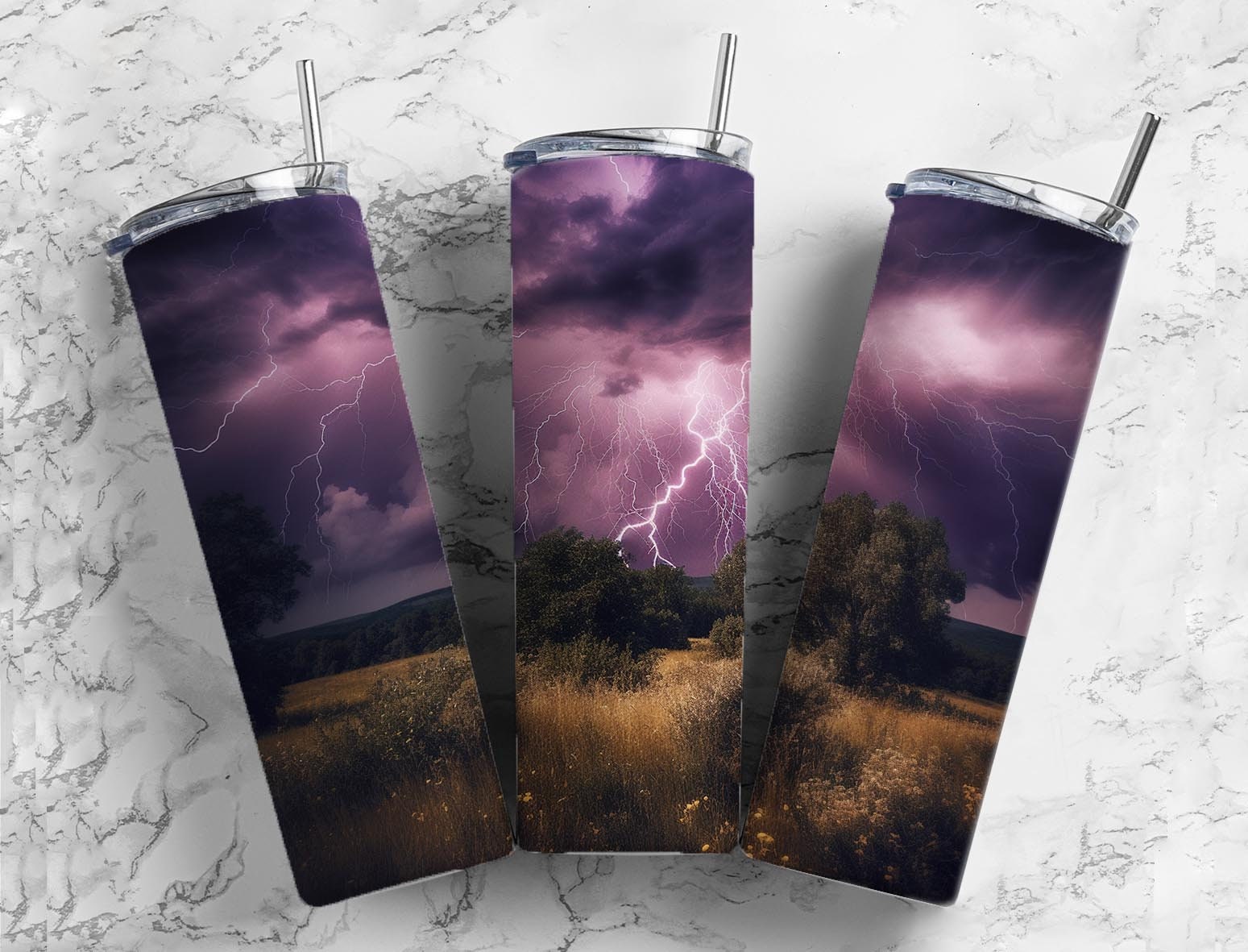 Realistic Lightning 20oz Sublimation Tumbler Design, Storm Clouds 9.2 X ...