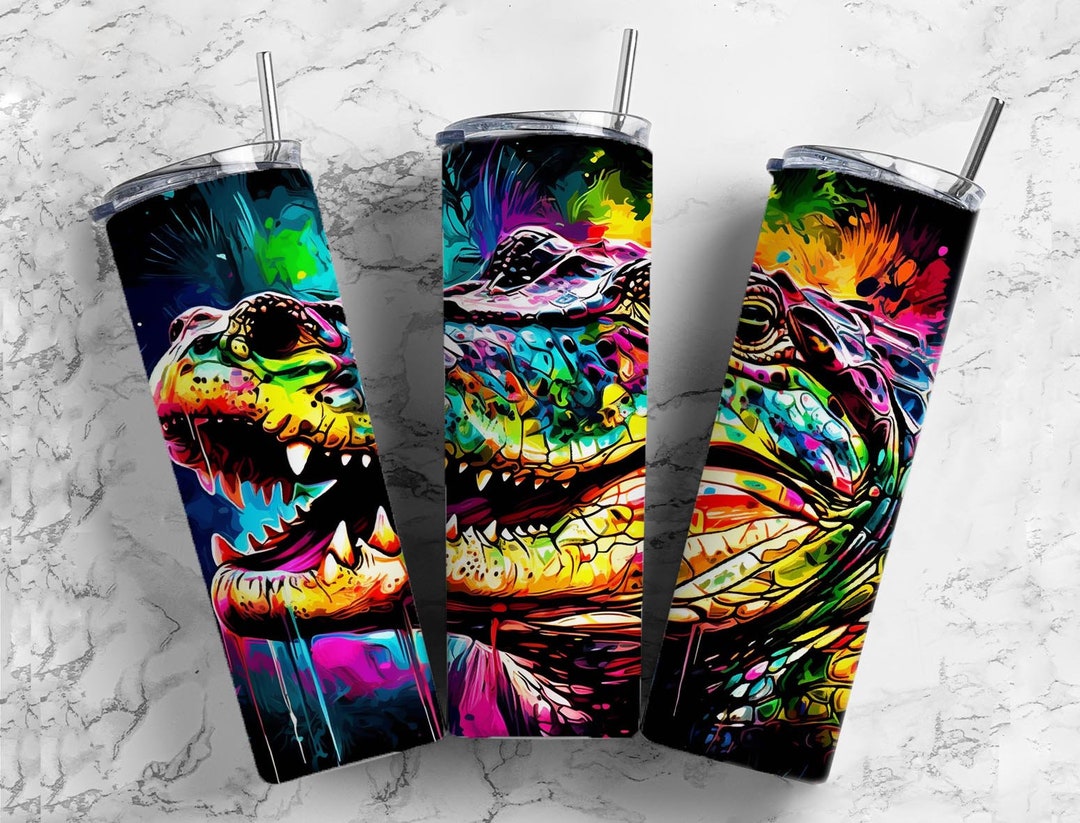 Alligator Gator 20oz Sublimation Tumbler Design, Rainbow Colours 9.2 X ...