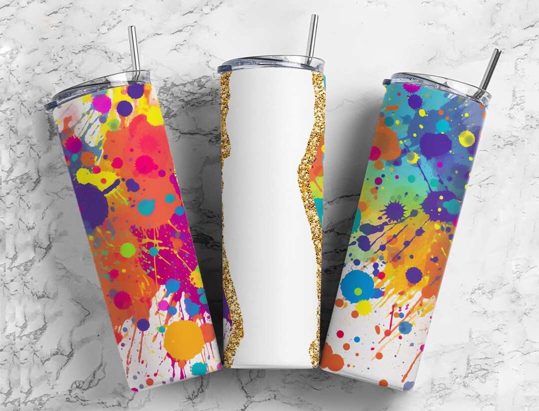 Paint Spots 20oz Sublimation Tumbler Designs, Print Own Name on Bleach ...