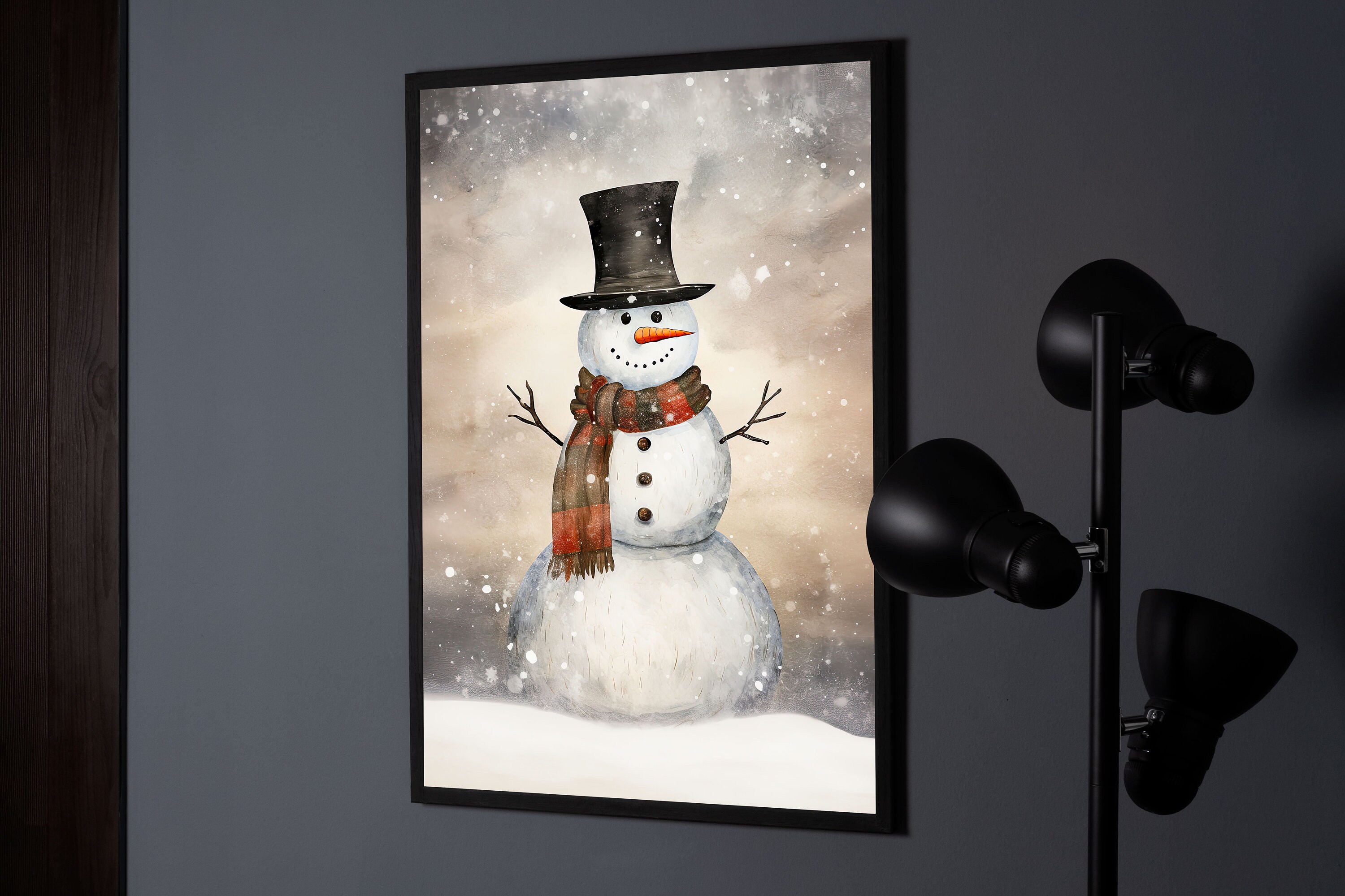 Traditional Snowman Vintage Winter Art, Vintage Christmas Decor, Retro ...
