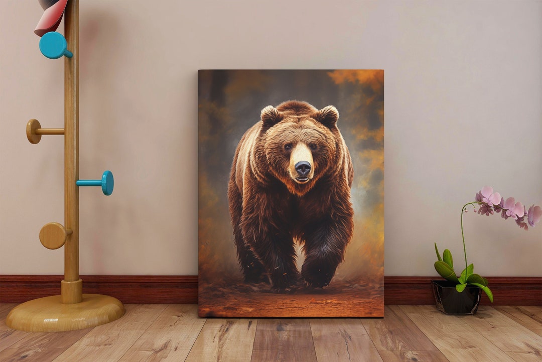Grizzly Bear Canvas - Majestic Brown Bear Wall Art - Wildlife Artwork ...
