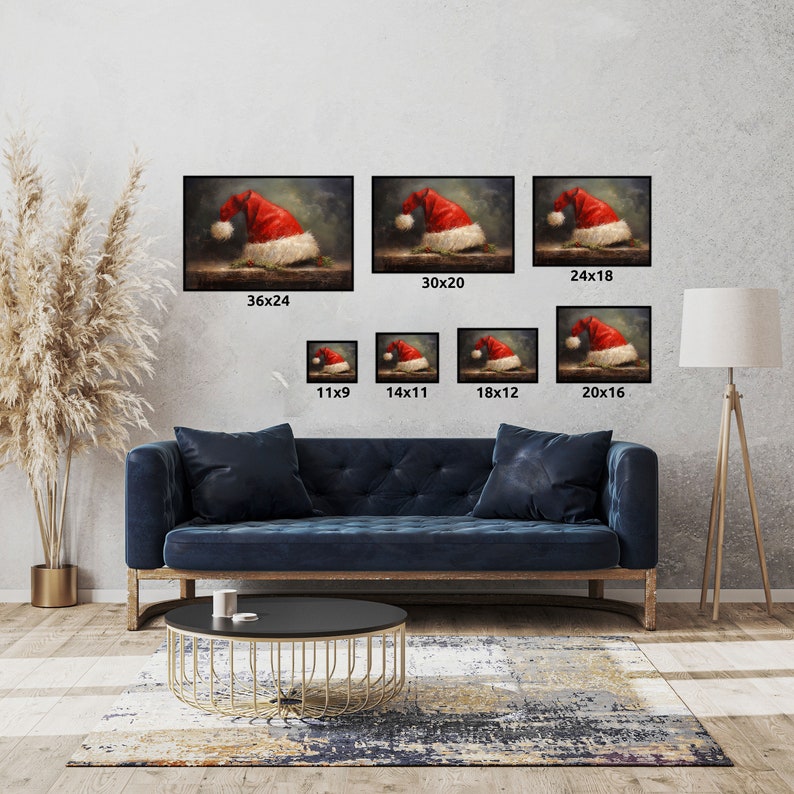 Santa Claus Hat Poster, Vintage Style Santa Art, Santa Hat Art, Retro ...