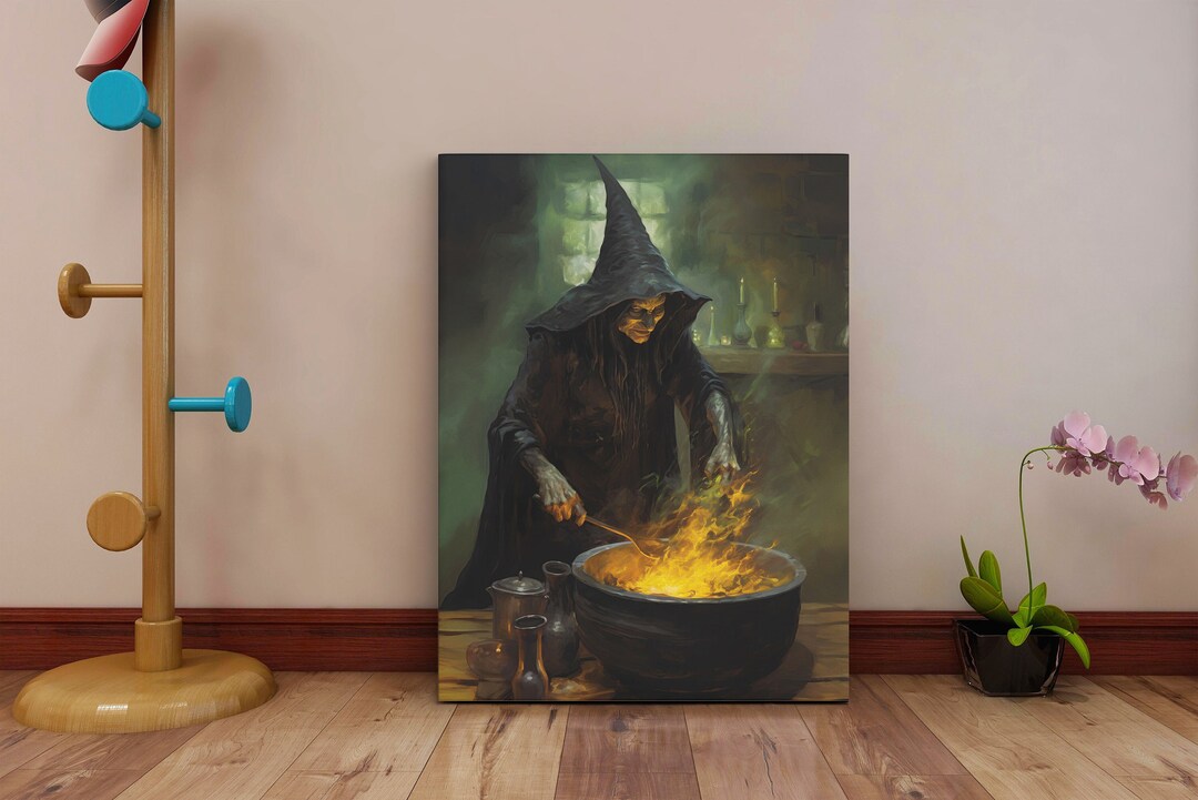 Wicked Witch Mixing Potion Canvas - Halloween Wall Art - Witch ...