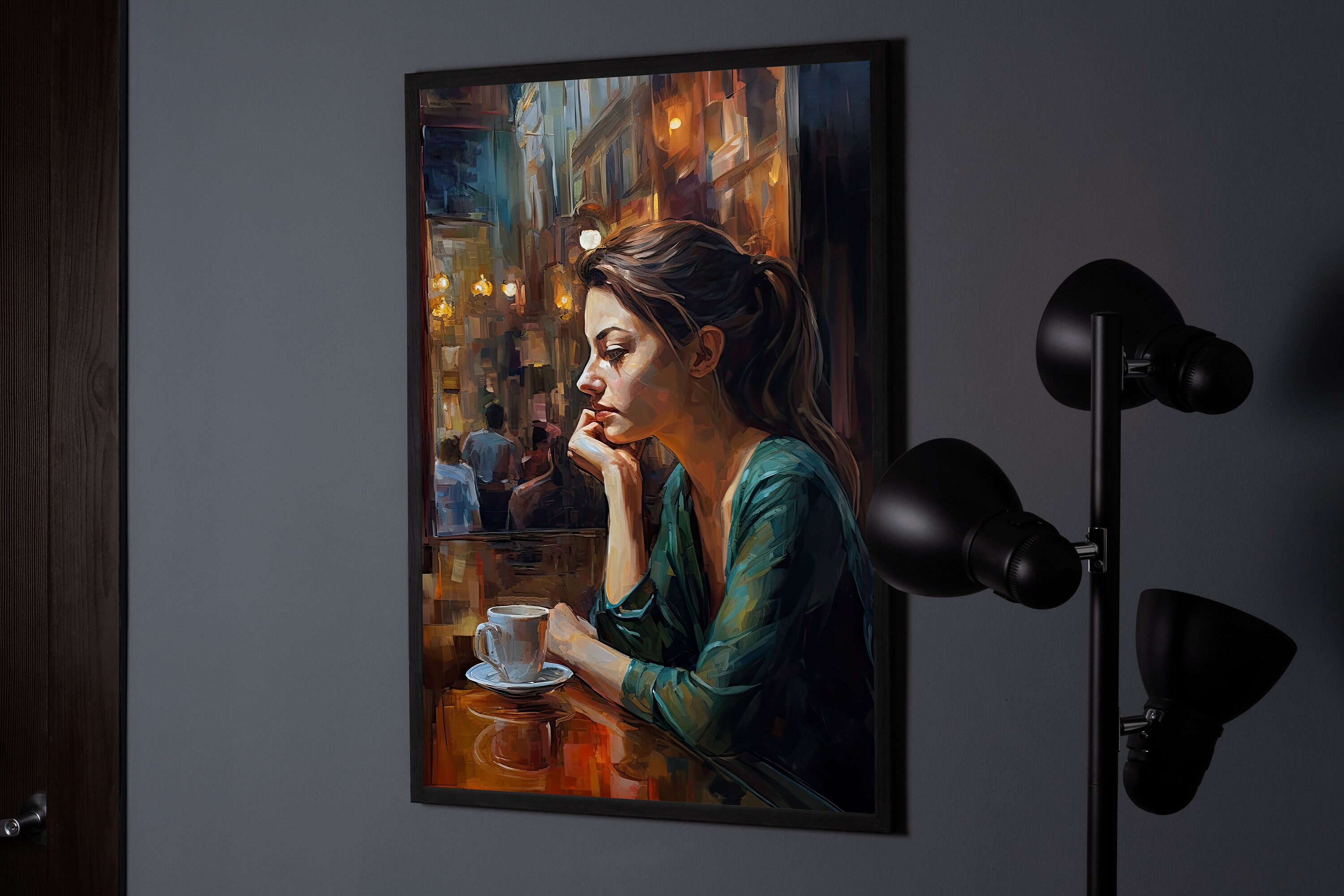 Time to Think Oil Painting Poster Cafe Wall Art Home Wall Decor Wall ...