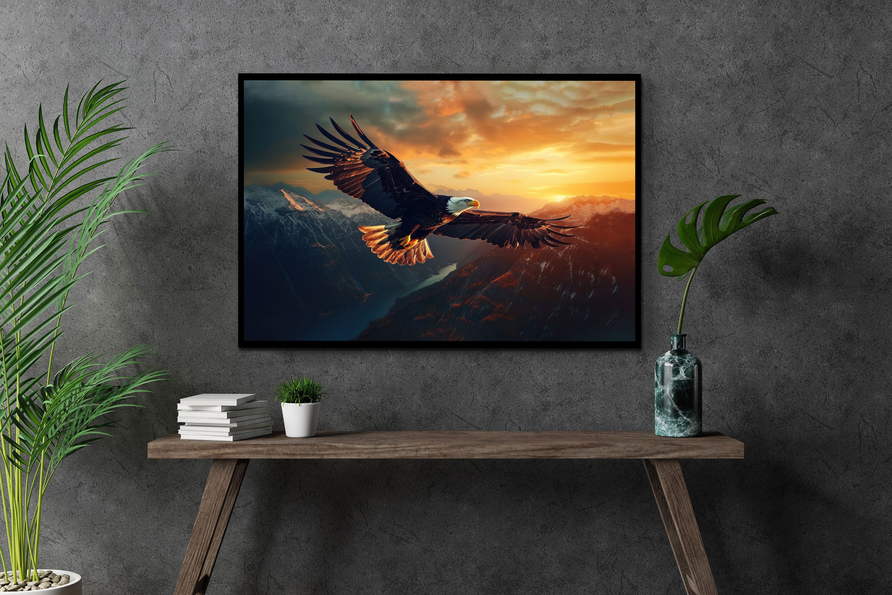 Bald Eagle Flying at Sunset Bald Eagle Poster Eagle Wall Art Flying Eagle Poster Bald Eagle ...