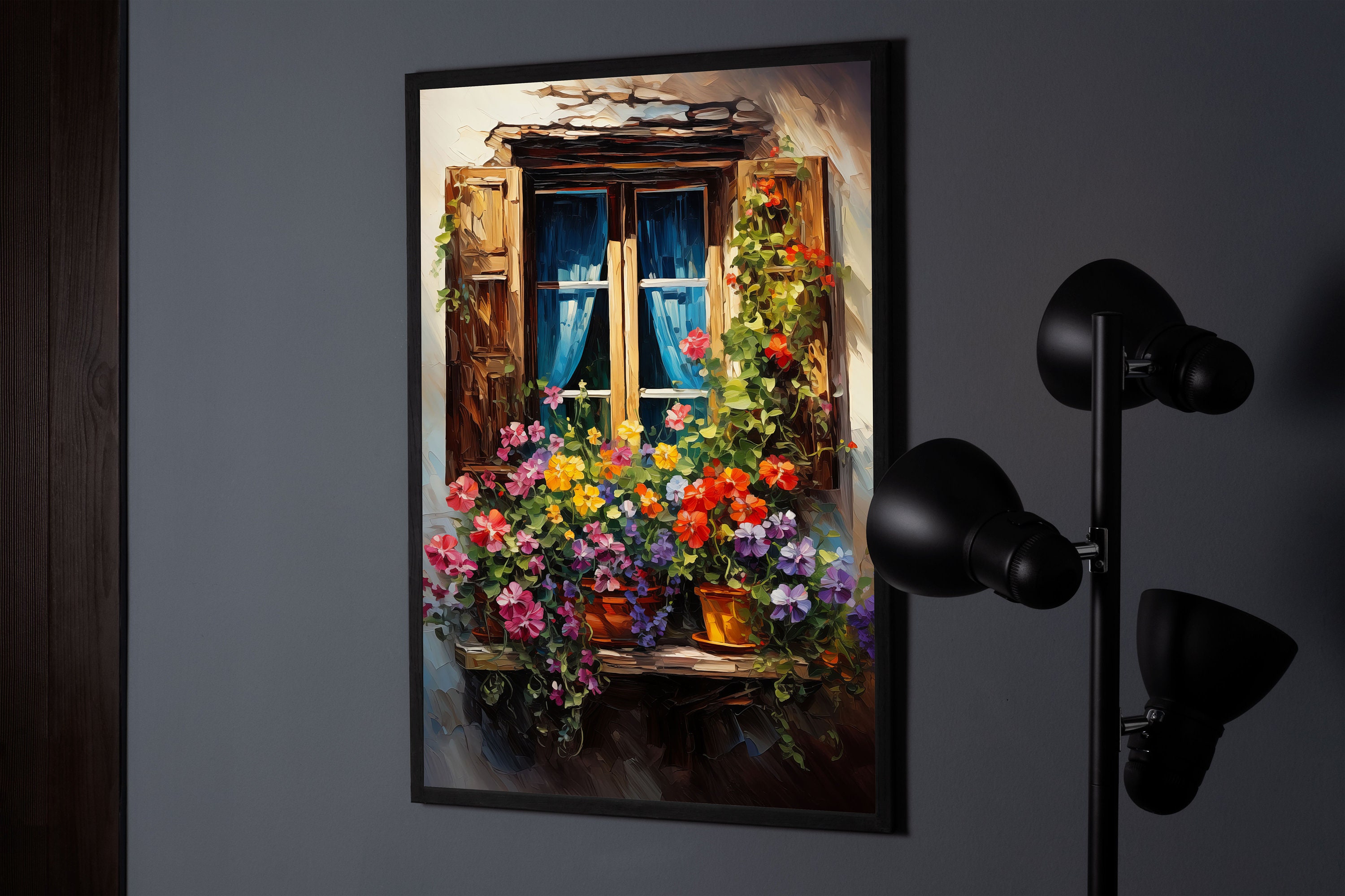 Window of Color Flower Poster Flower Art Print Flower Paintings Wall ...
