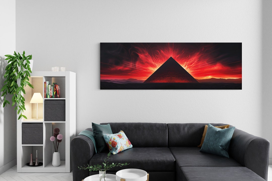 Red Pyramid Canvas Pyramid Canvas Art Pyramid Wall Art Pyramid Wall Decor Abstract Pyramid ...