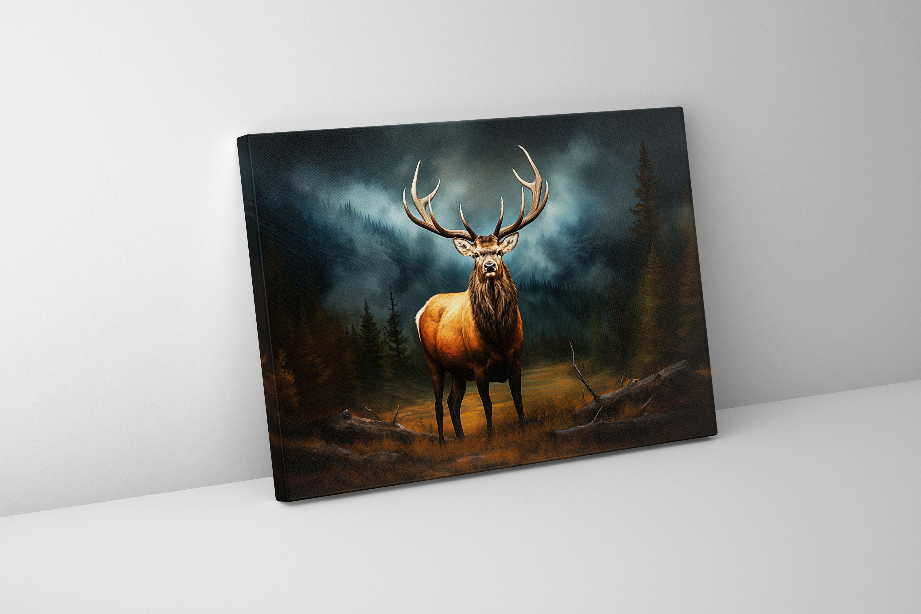 Bull Elk Majesty Canvas Print Elk Art Print Wildlife Art Bull Elk Wall ...
