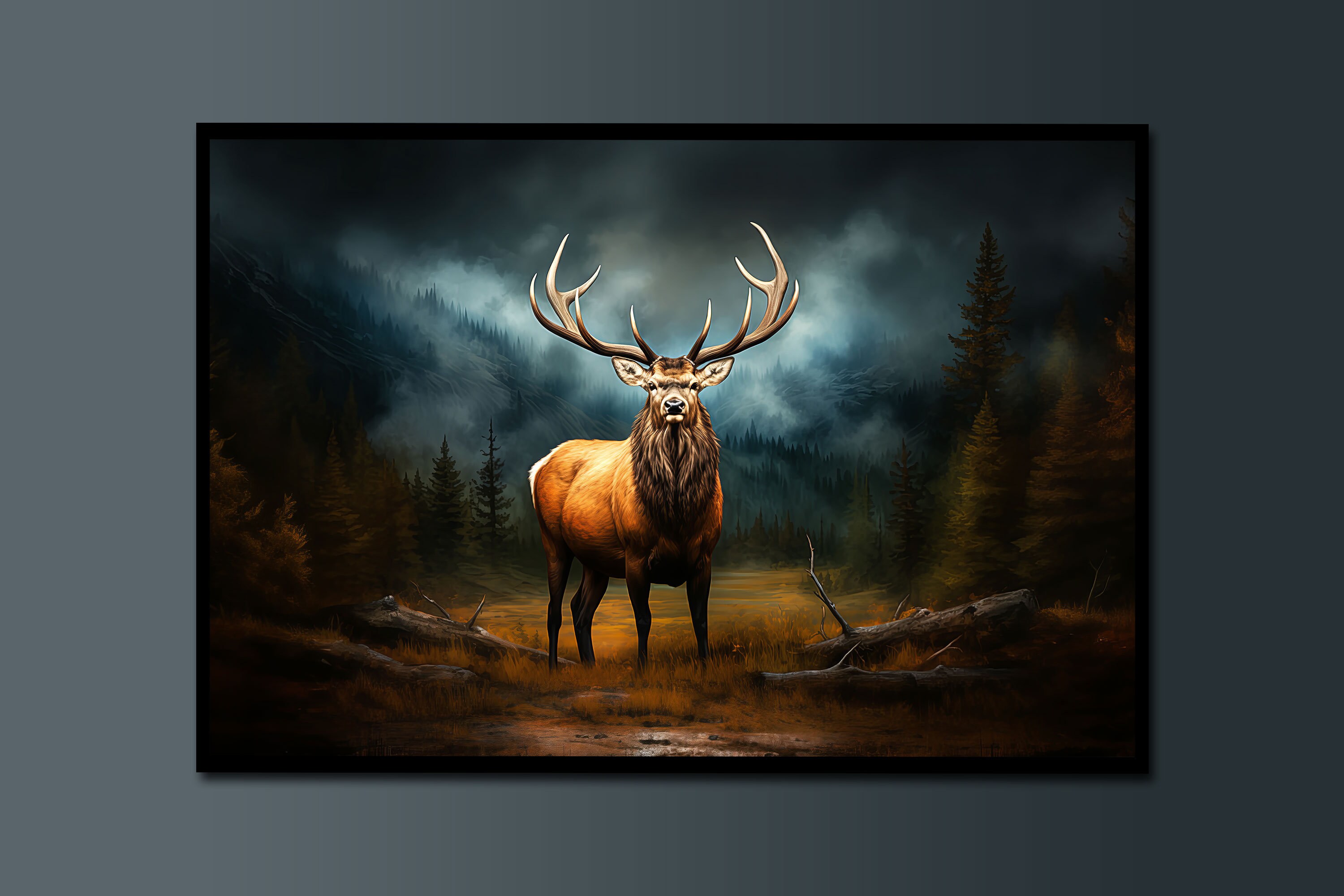 Bull Elk Majesty Elk Poster Elk Art Print Wildlife Art Bull Elk Wall ...