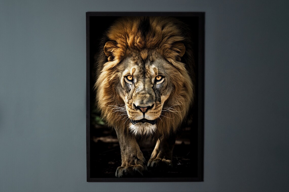 Lion Lion Poster Lion Wall Art Animal Art Lion Print - Etsy