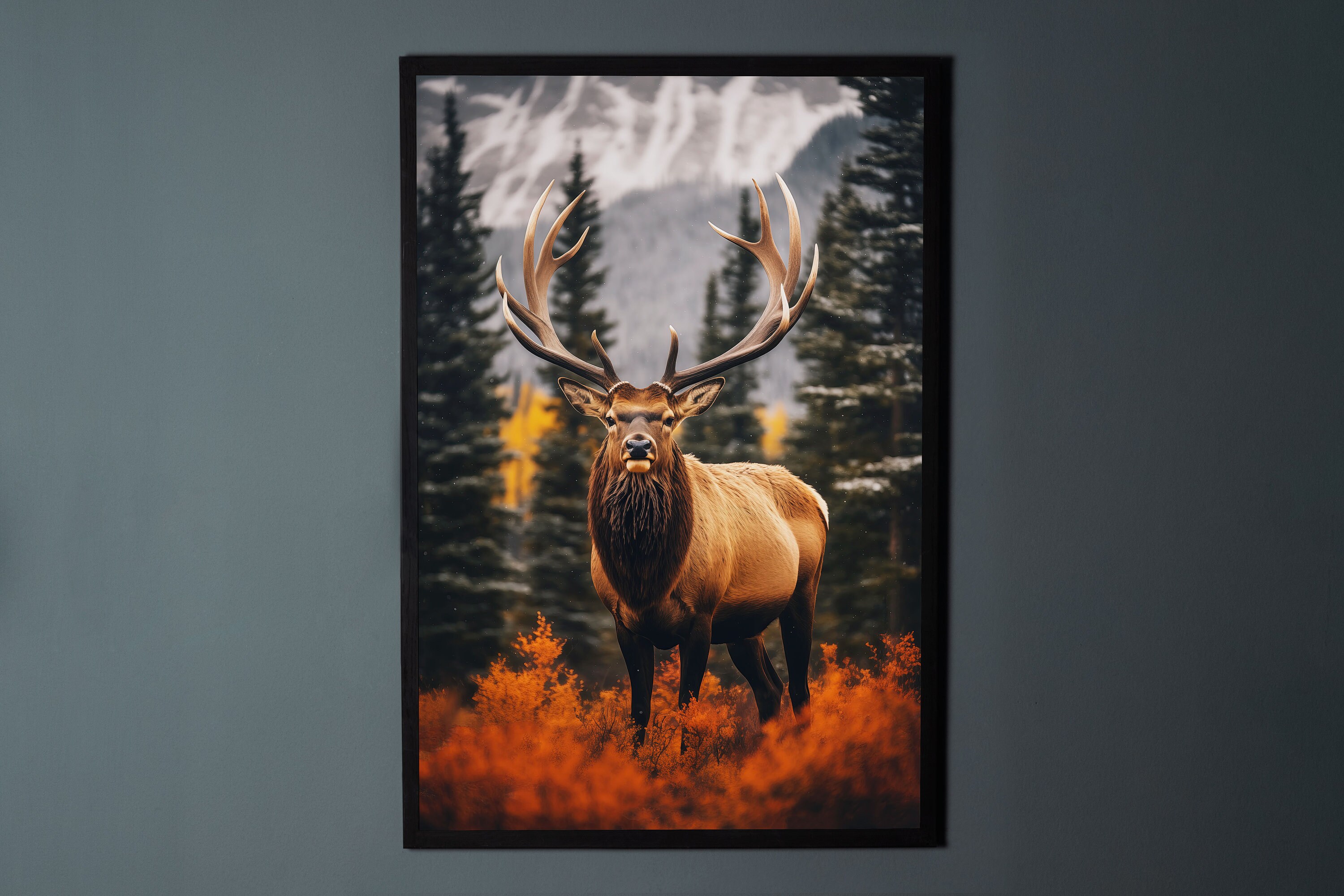 Bull Elk in the Fall Poster Bull Elk Wall Art Bull Elk Print Art Elk ...