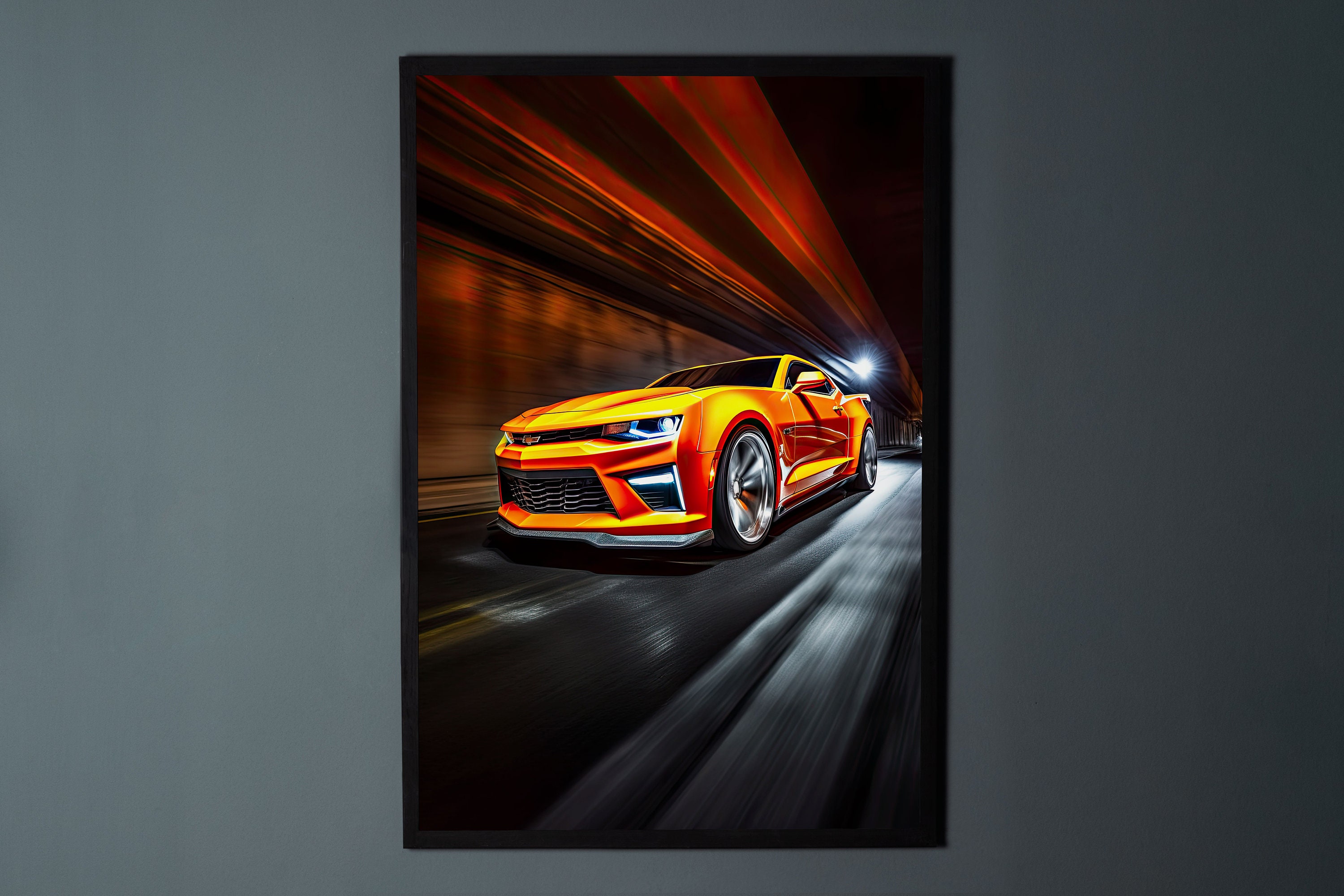 Orange Chevy Camaro Poster Chevy Camaro Print Wall Art Decor Muscle Car ...