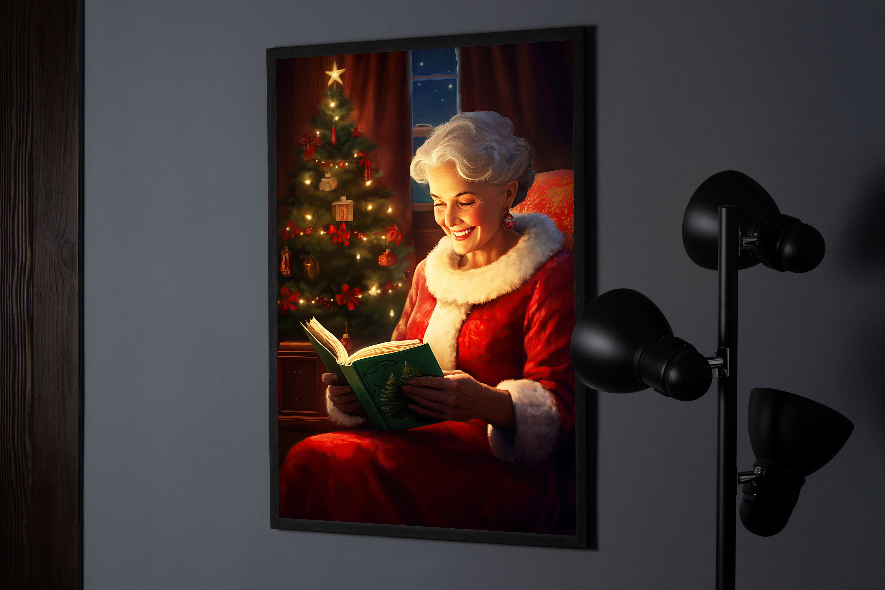 Mrs Claus Reading Christmas Stories - Vintage Retro Holiday Art ...