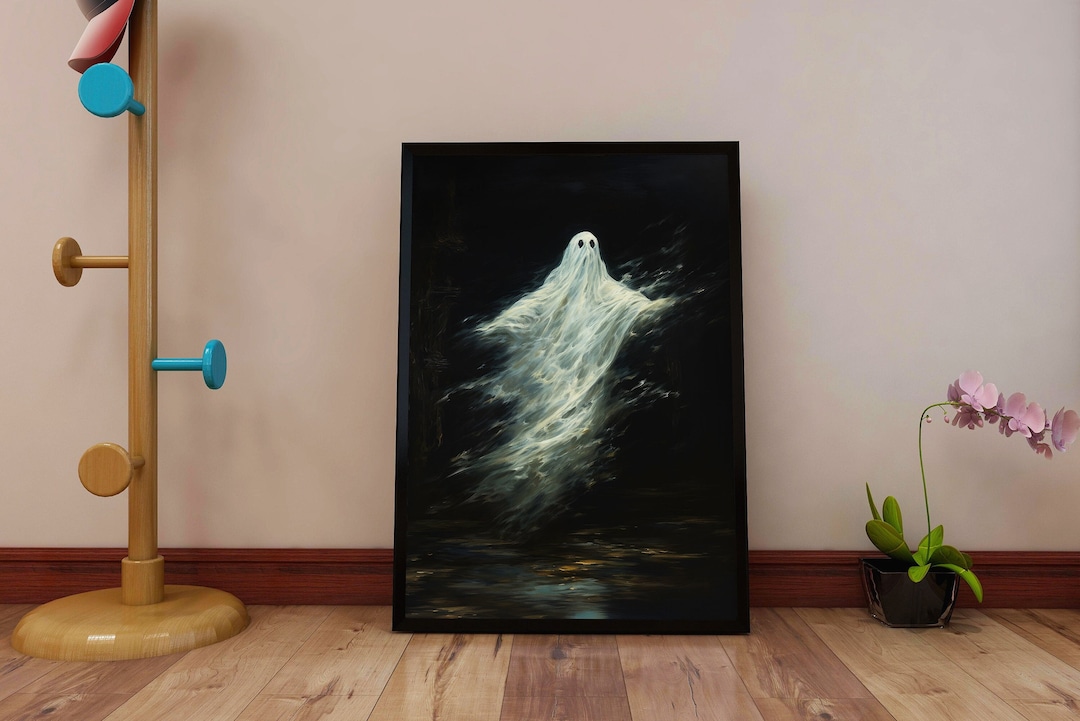 Spooky Ghost Poster - Vintage Halloween Wall Art - Ghost Halloween Wall ...