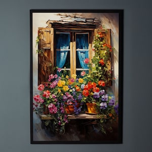 Window of Color Flower Poster Flower Art Print Flower Paintings Wall ...