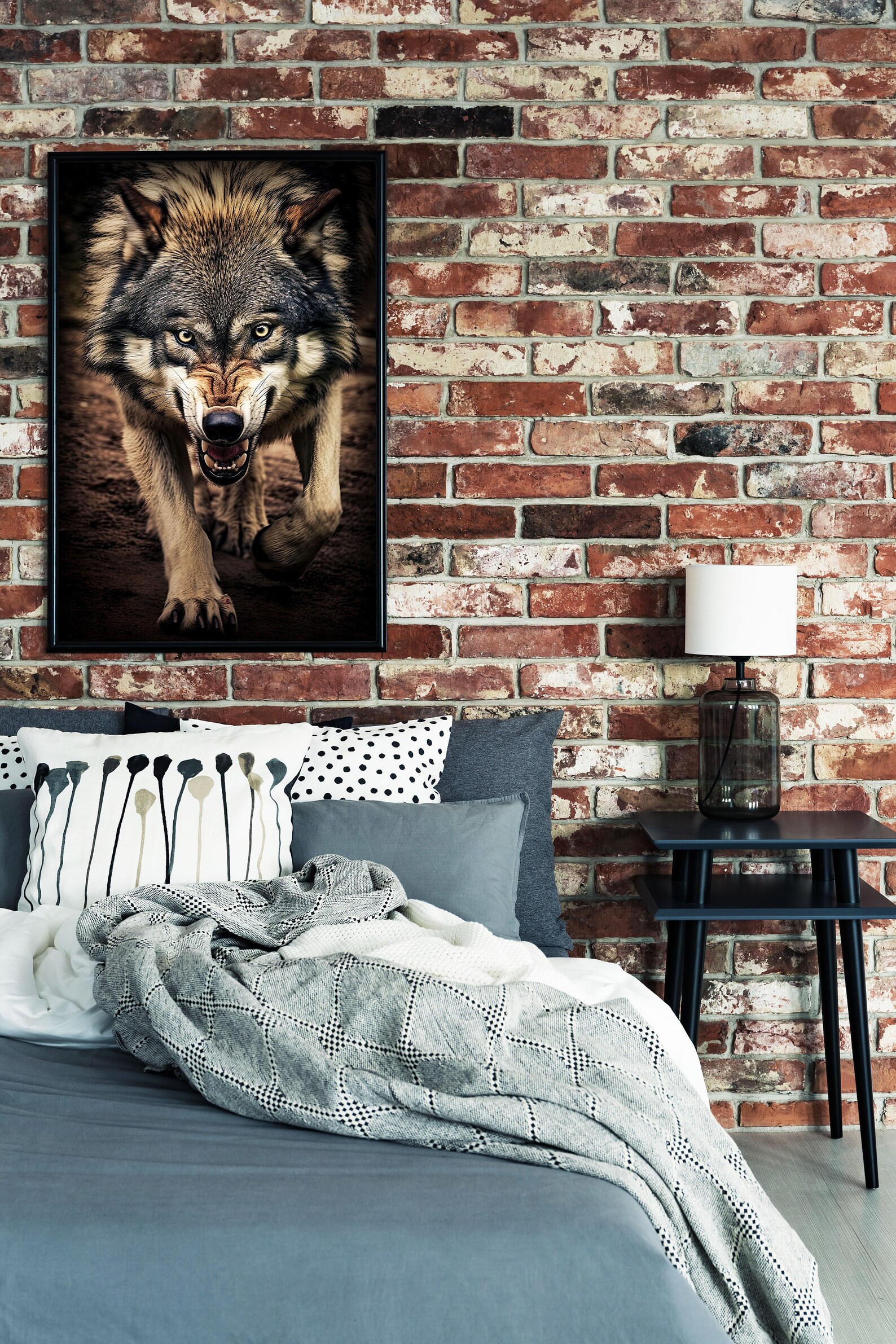 Gray Wolf Poster - Fierce Wildlife Wall Art - Rustic Cabin Artwork ...