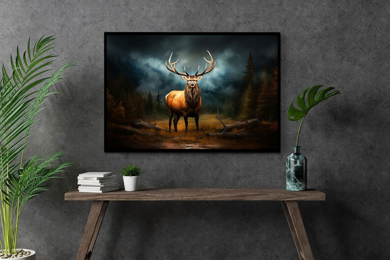 Bull Elk Majesty Elk Poster Elk Art Print Wildlife Art Bull Elk Wall ...