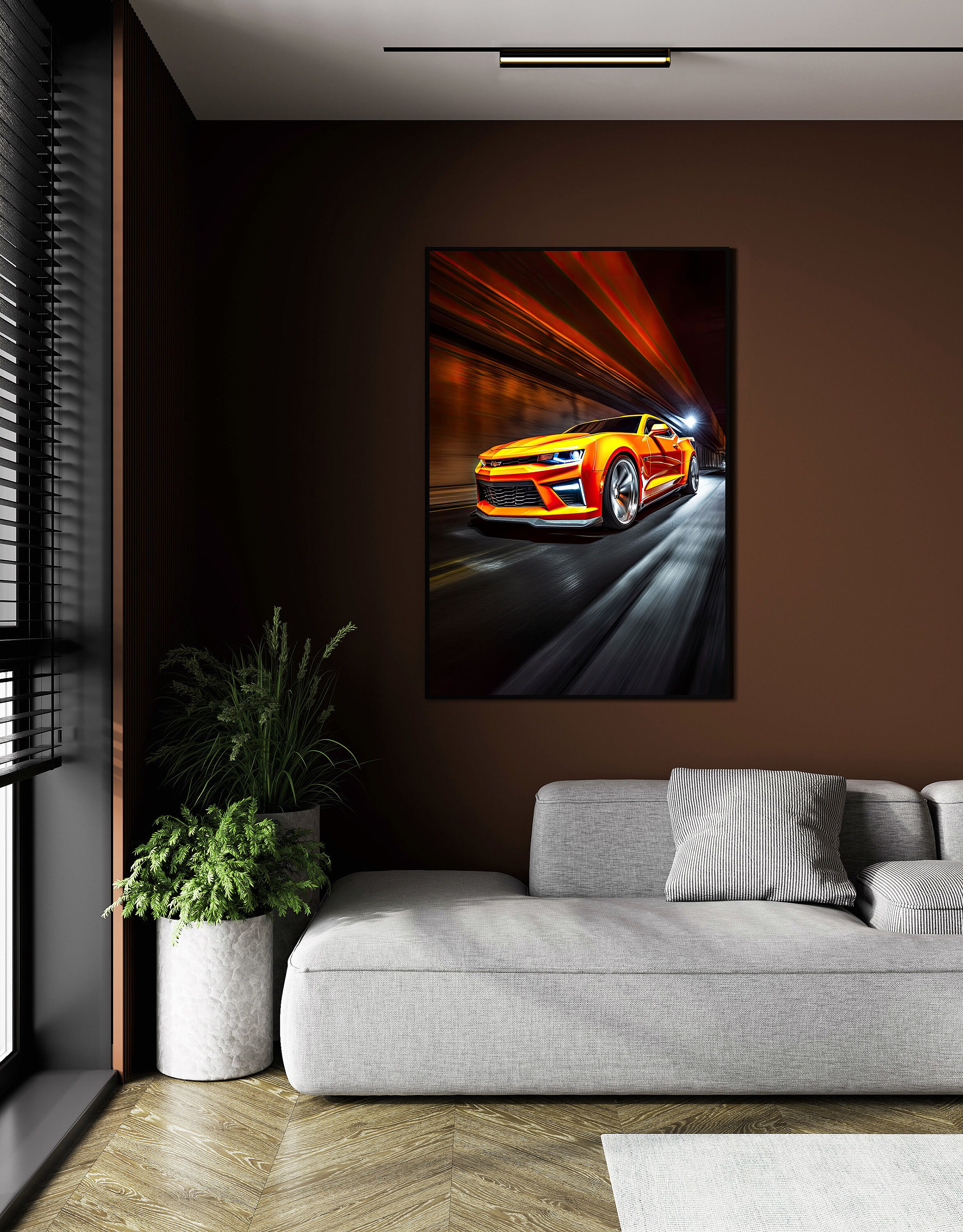 Orange Chevy Camaro Poster Chevy Camaro Print Wall Art Decor Muscle Car ...