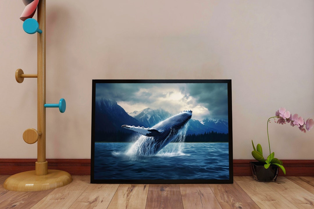 Humpback Whale Poster - Ocean Wildlife Print - Nautical Wall Decor ...