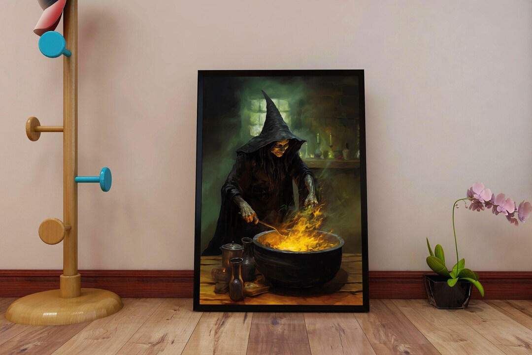 Wicked Witch Mixing Potion Poster - Halloween Wall Art - Witch ...