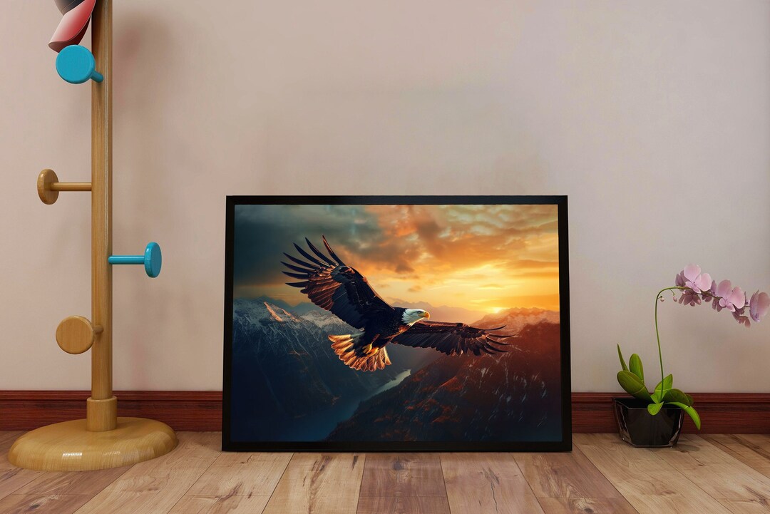 Bald Eagle Flying at Sunset Bald Eagle Poster Eagle Wall Art Flying Eagle Poster Bald Eagle ...