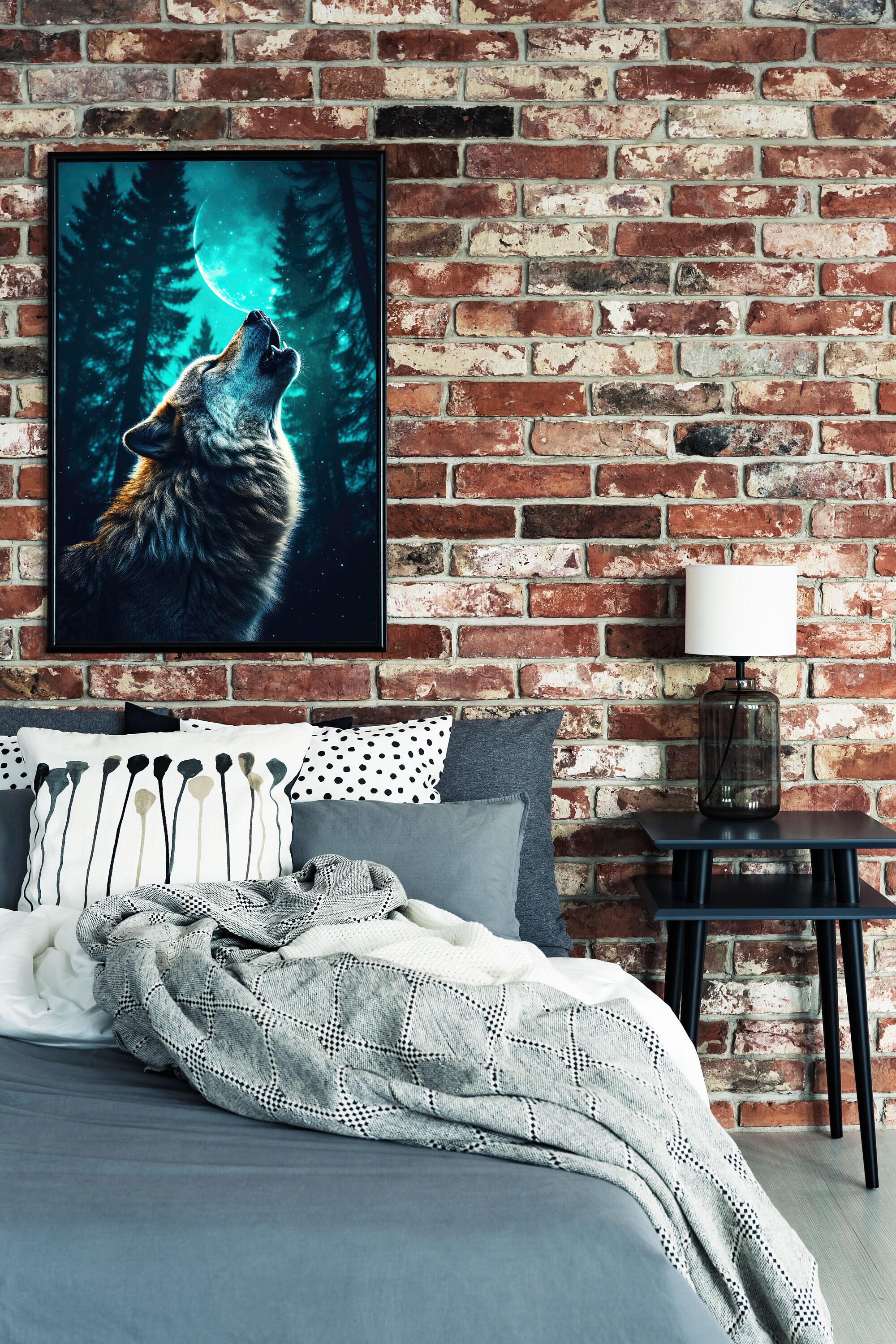 Wolf Howling at the Moon Wolf Poster Wolf Wall Art Animal Art Wolf ...