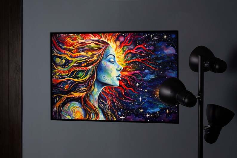 Beautiful Night Sky Goddess Trippy Poster Trippy Wall Art Trippy Print ...