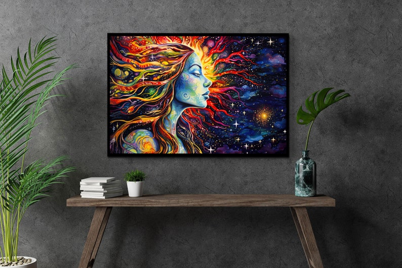 Psychedelic Goddess Poster - Trippy Celestial Wall Art - Cosmic ...