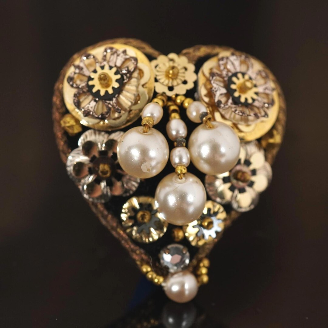 LENI KUBORN-GROTHE Vintage Handmade Pearl & Rhinestone Brooch - Etsy