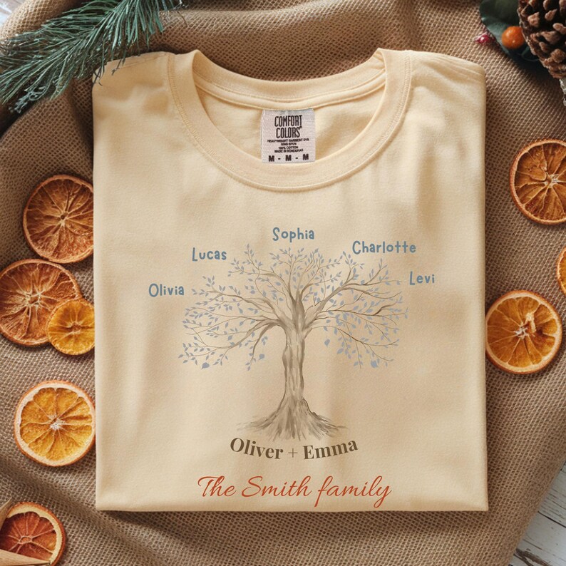 Personalized Family Tree Shirt, Custom Boho Comfort Colors Tee - Etsy
